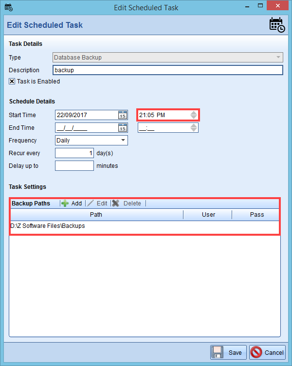 Database Backup – Z Software