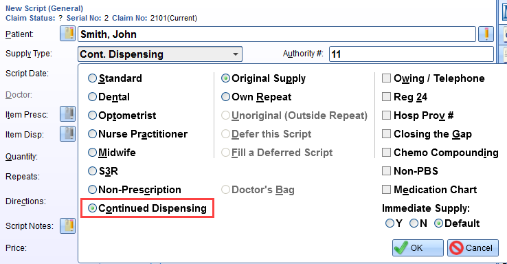 Dispensing a Continued Dispensing/Supply – Z Software